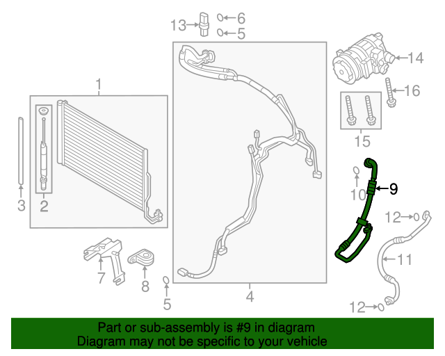 2011-2018 Porsche Cayenne A/C Refrigerant Suction Hose 958-573-744-14 ...