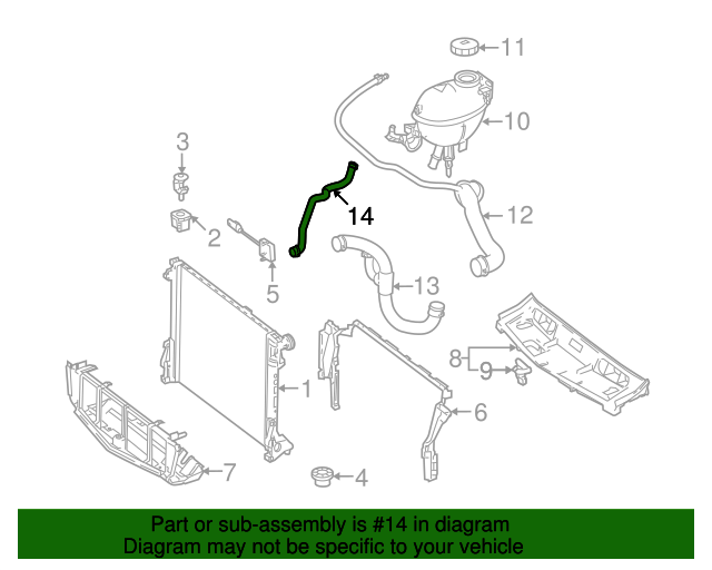 2008-2015 Mercedes-Benz Engine Coolant Overflow Hose 204-501-71-82 ...
