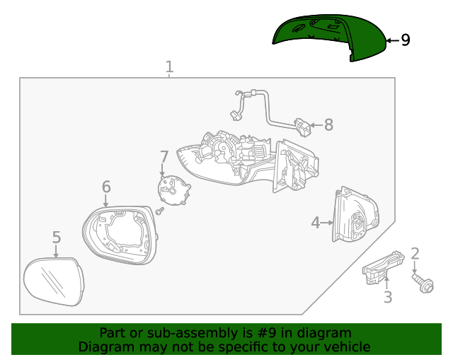 42739690 - Passenger Side Door Mirror Housing Upper Cover - 2021-2023 ...