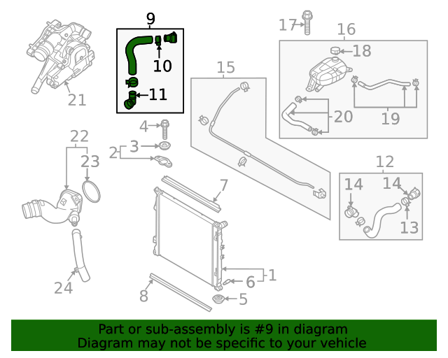 25415-L1200 - Radiator Coolant Hose 2020-2023 Hyundai Sonata ...