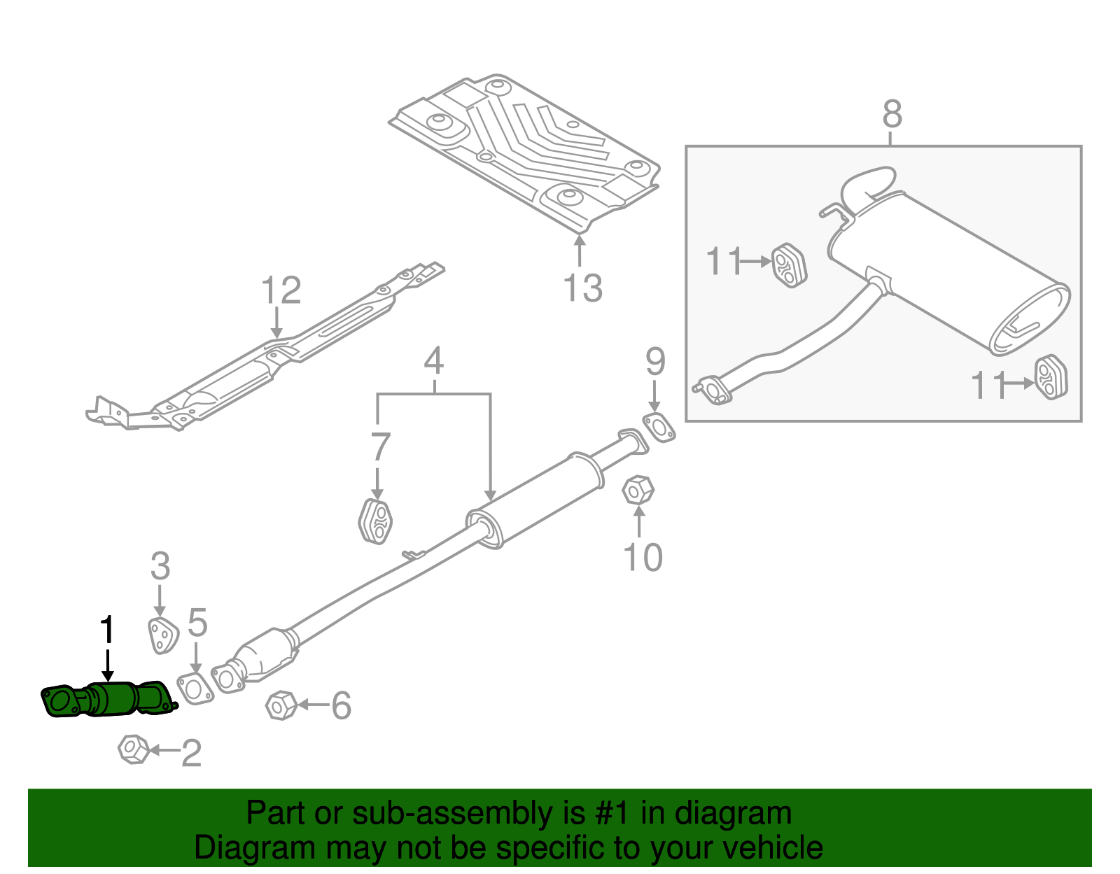 Genuine Front Muffler for 2014-2015 Hyundai Tucson | Part# 28610-2S830 ...
