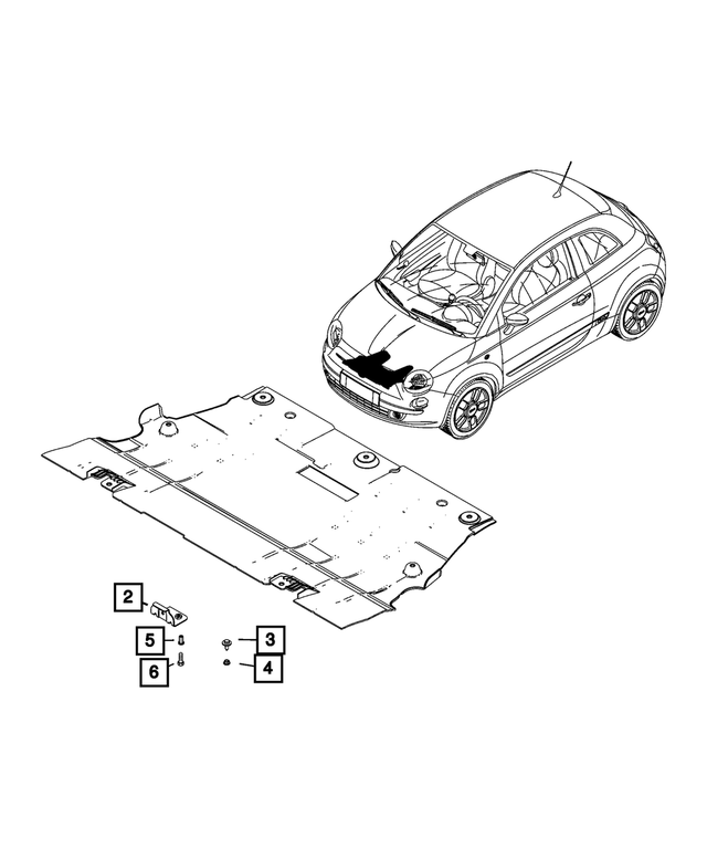 2024 Fiat 500E Front Belly Pan 68655553AA | Canada Mopar® Estores