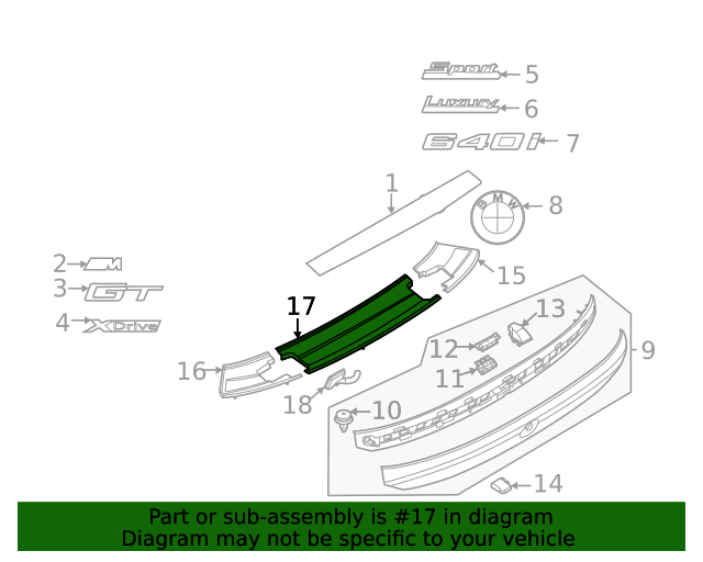 51627423546 - 2018-2019 BMW 640i xDrive Gran Turismo Lower Case (51-62 ...