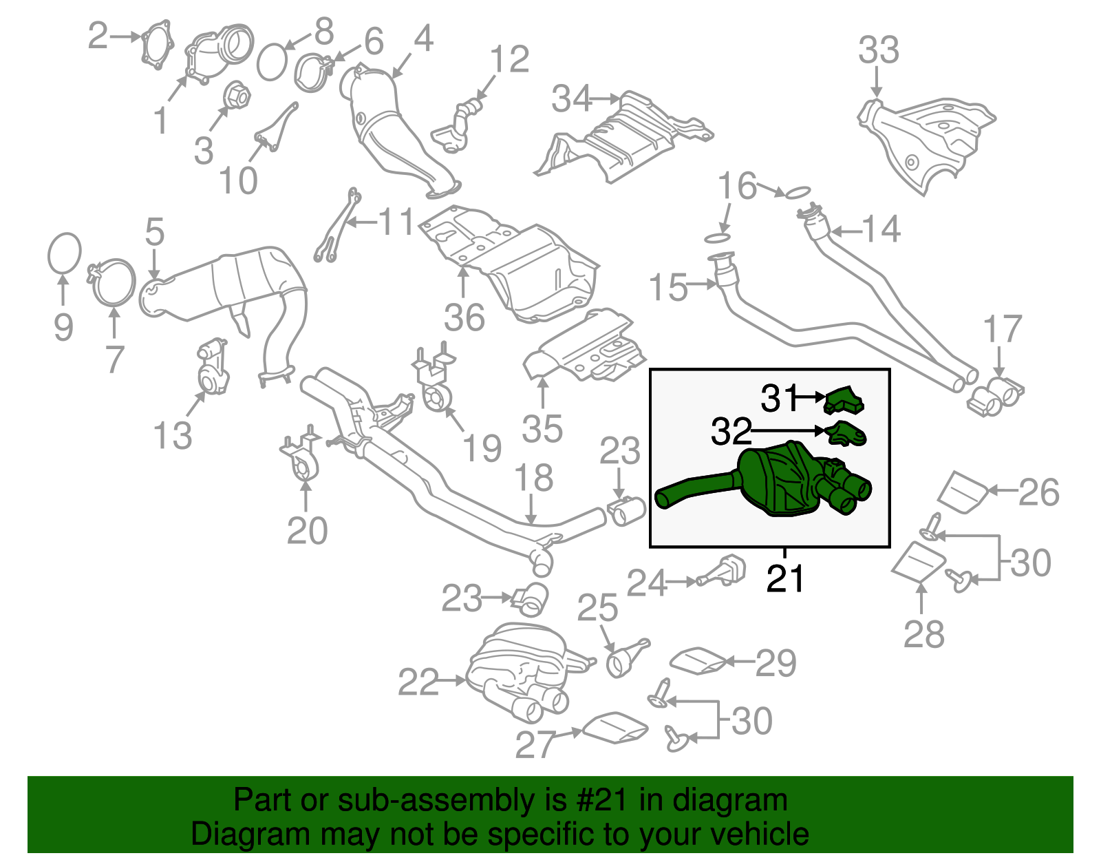 2015-2018 Porsche Macan Rear Muffler 95B-253-600-HY | Sunset Porsche Parts