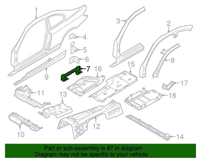 41-21-7-168-978 - Body A-Pillar Bracket 2007-2013 BMW | AutoNationParts.com