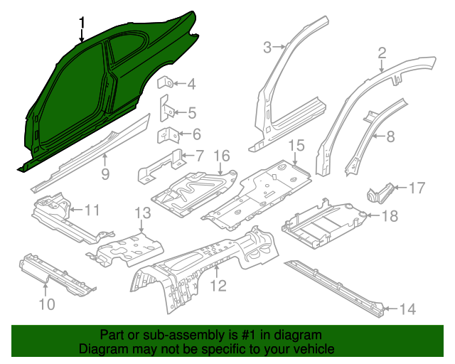 Genuine BMW 41-00-7-168-963 | Lower Quarter Panel | FREE Shipping on ...