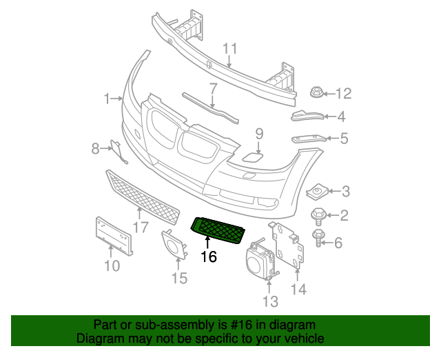 Genuine BMW 51-11-7-154-719 | Partially Open Grid - Left | FREE ...