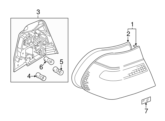 2000-2005 BMW Seal, rear light, side panel left 63-21-6-900-453 ...
