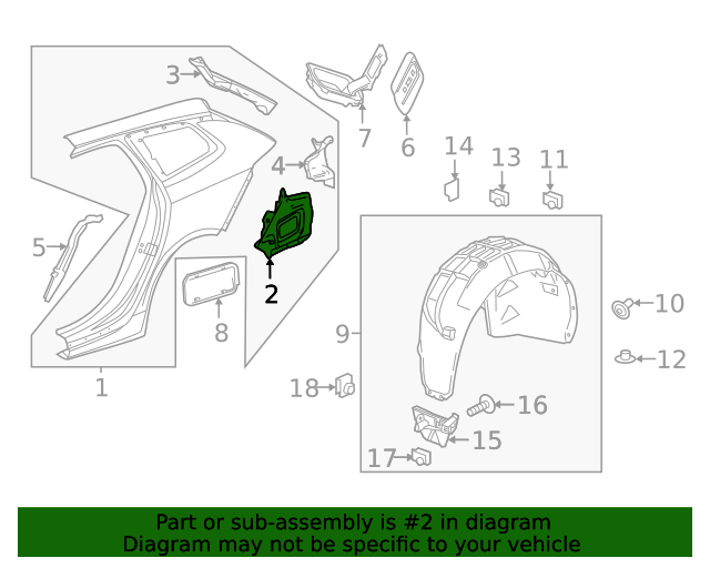 2018-2020 Buick Regal TourX Driver Side Body Side Outer Panel Rear ...