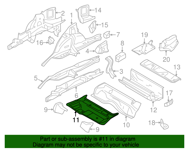 41007397469 - 2012-2021 BMW Floor Pan (41-00-7-397-469) | BMW of South ...