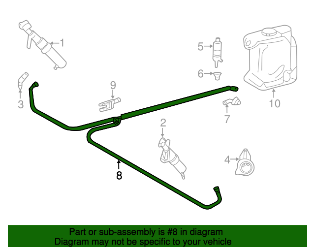 230-860-03-92 - Washer Hose T-Connector 2003-2012 Mercedes-Benz ...