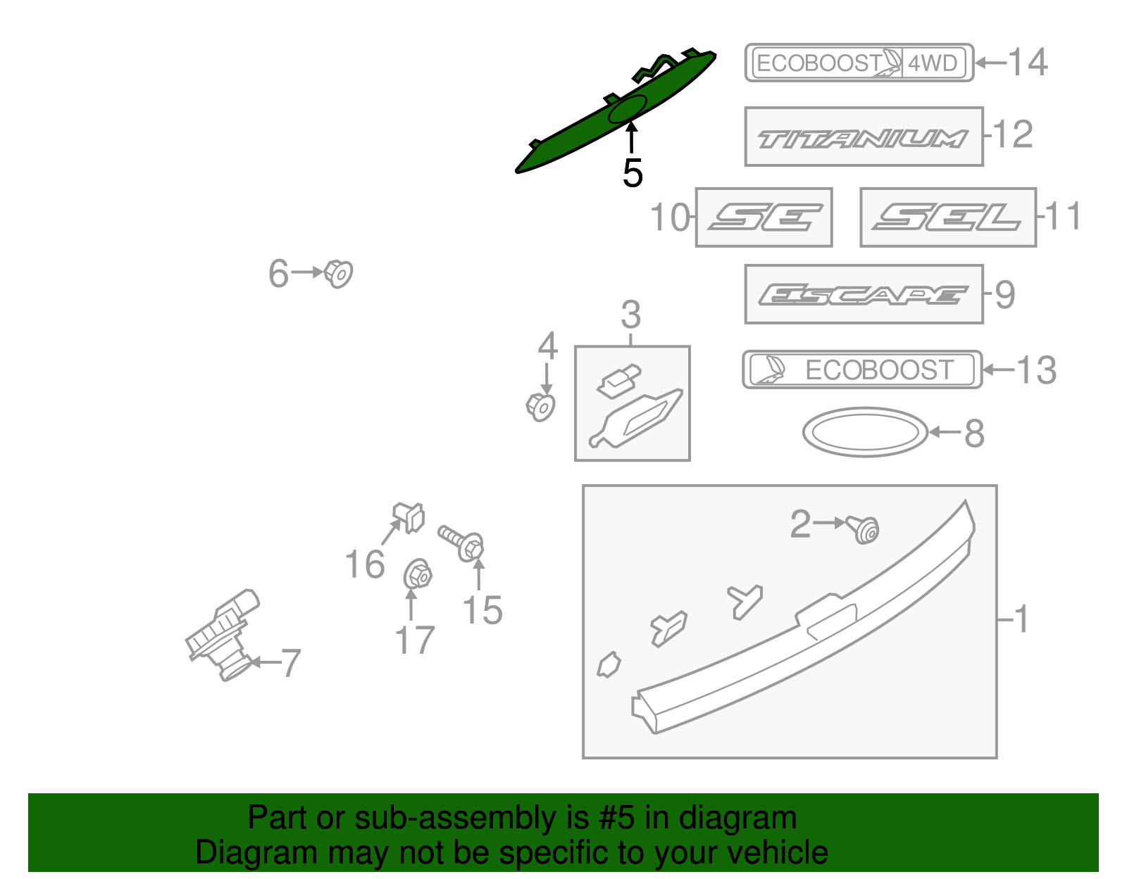 Genuine OEM Ford Part - Molding CJ5Z-13508-FPTM | Genuine OEM Ford ...