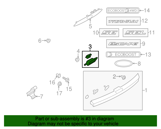 2013-2019 Ford Escape Trim Molding CJ5Z7841018A | TascaParts.com