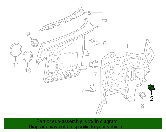 001-991-69-98 - Lower Quarter Trim Upper Clip 2017-2023 Mercedes-Benz ...