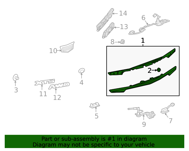 2020-2022 Cadillac XT5 Silver Rear Closure Center Applique 84405760 ...