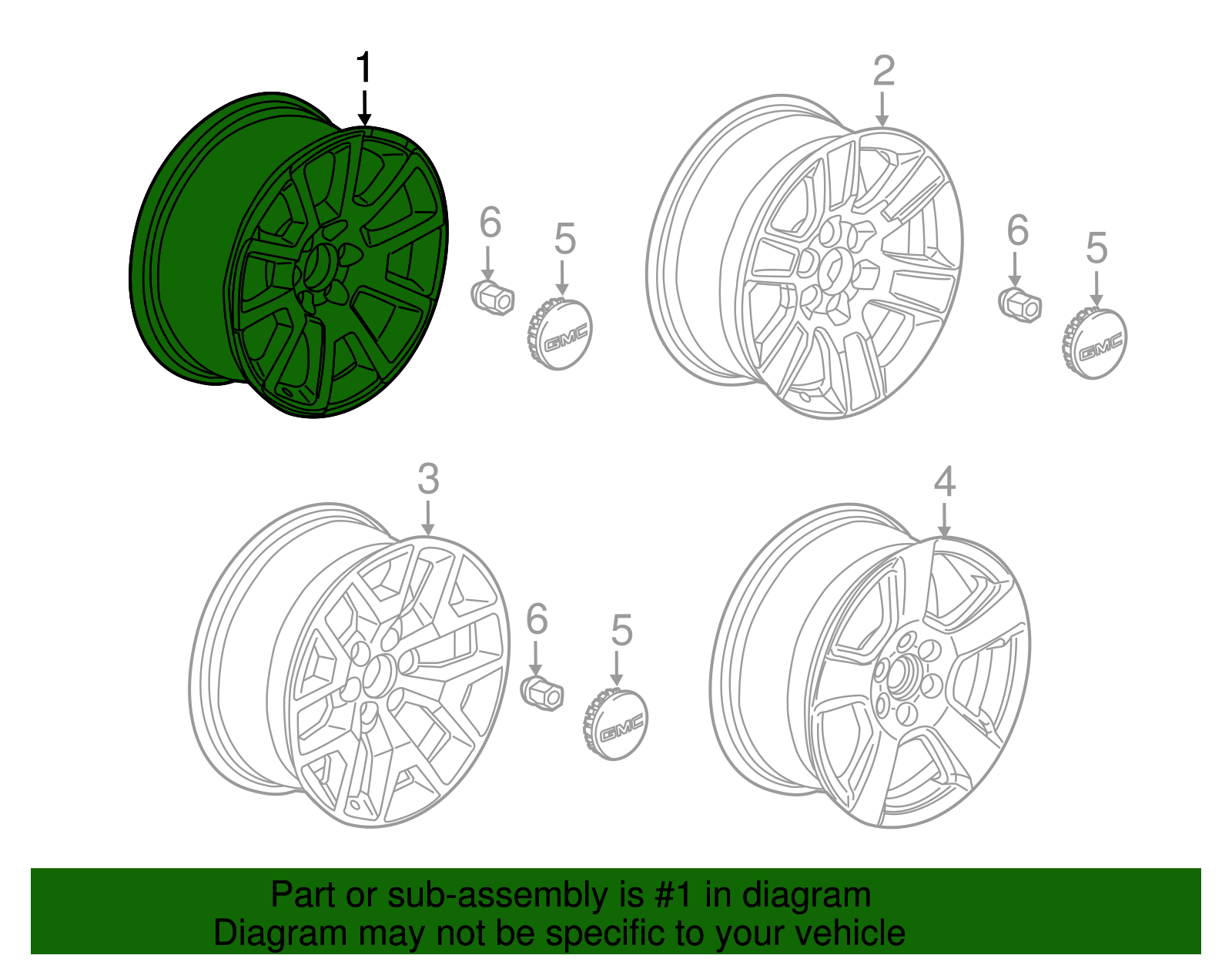2014-2020 GM 22x9-Inch Aluminum 6-Split-Spoke Wheel in Chrome 84346101 ...