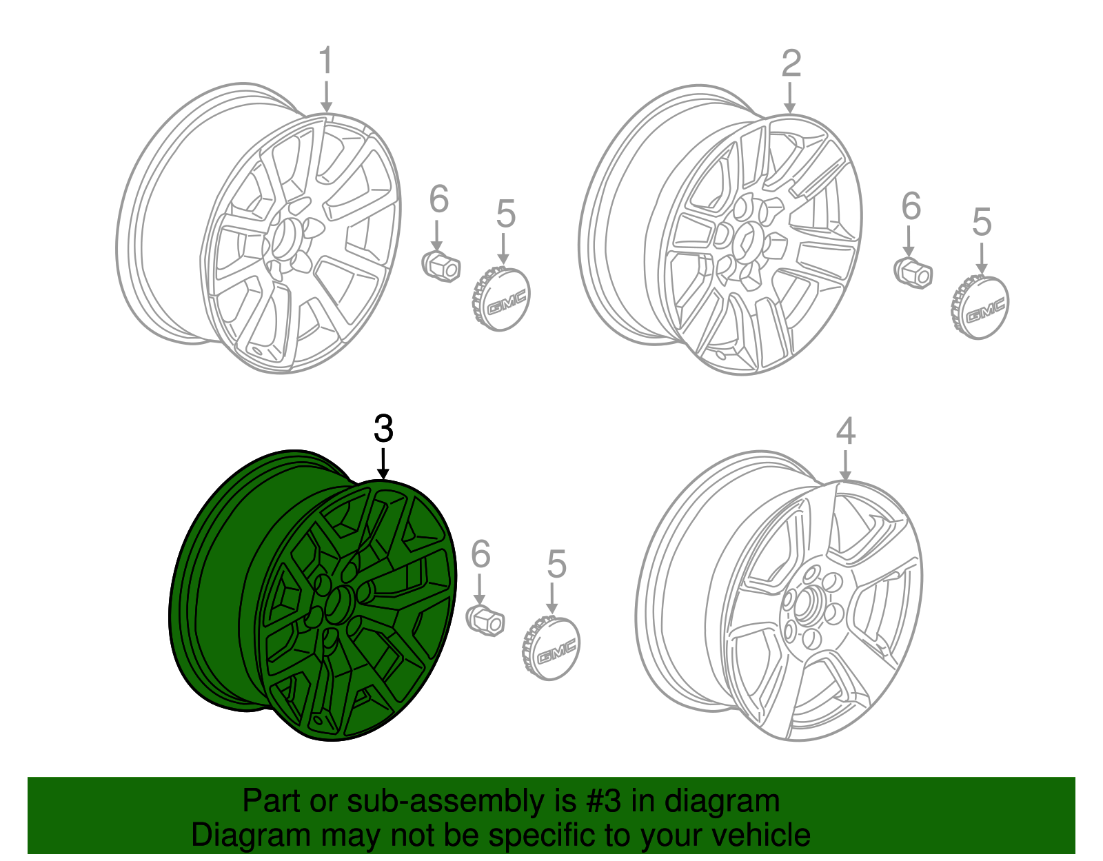 2014-2019 GMC Front and Rear Wheel 22837233 | GM Parts Center
