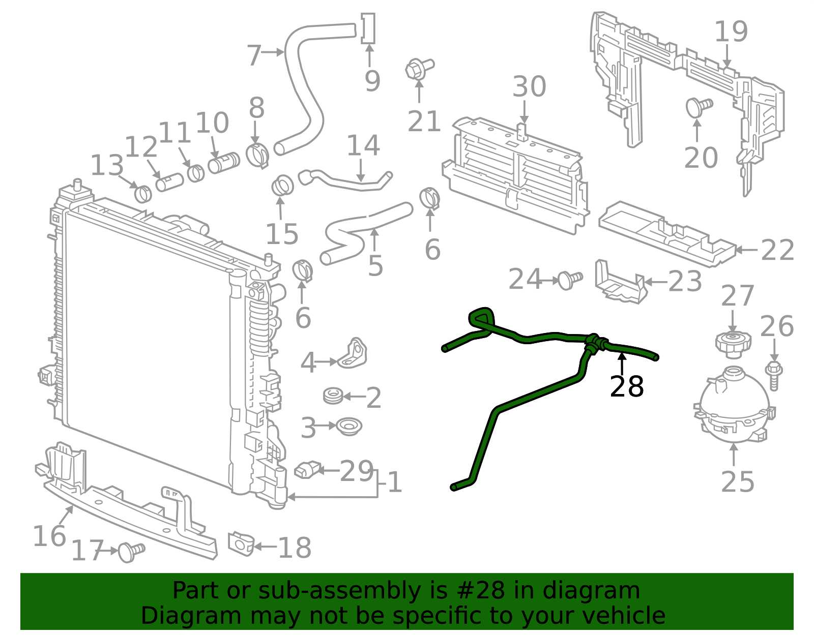 2017-2019 GMC Acadia Radiator Surge Tank Inlet Hose 84863052 | GM Parts ...
