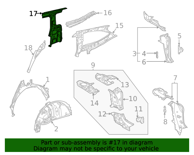 61711-0E080 - Pillar Reinforced - 2020-2023 Toyota Highlander | OEM ...