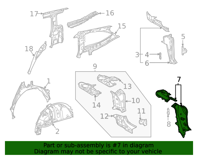 61804-0E900 - Quarter Panel Reinforcement 2020-2024 Toyota Highlander ...
