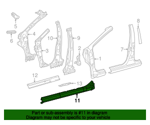 2012-2019 Toyota Prius C Rocker Reinforced 61403-52220 | Toyota Parts ...