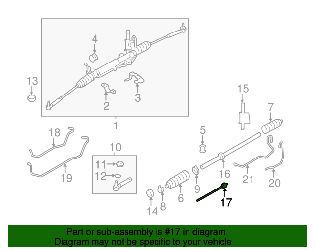 2006-2021 Subaru Inner Tie Rod 34160XA000 | Subaru Parts Store