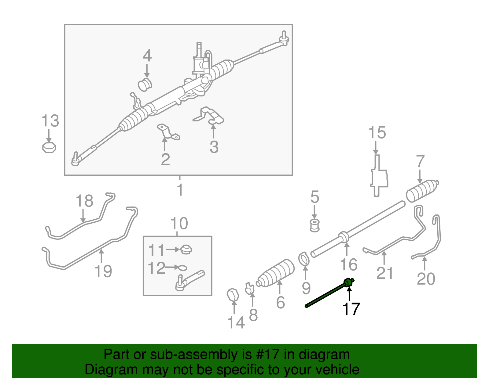 2006-2021 Subaru Inner Tie Rod 34160XA000 | Subaru Parts Store