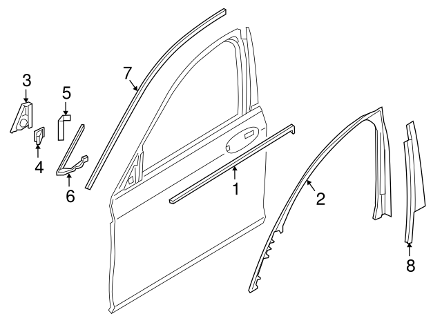 2016-2022 BMW Window frame cover, front left door 51-33-7-437-861 ...