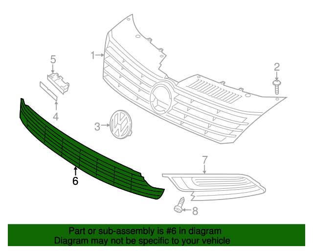 2013-2017 Volkswagen CC Lower Grille 3C8-853-677-F-041 | OEM Parts Online