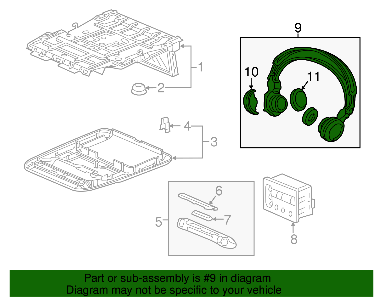 39580-SJK-J01 - 2009-2012 Honda Pilot - Headphone Assembly (Matsushita ...