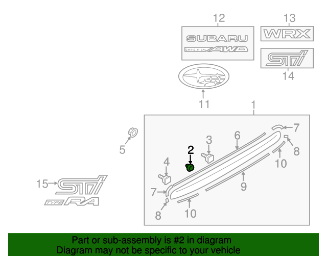 2005-2024 Subaru Trunk Lid Trim Clip 909130113 | Subaru Parts Store