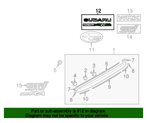 2012-2021 Subaru Nameplate 93079FJ050 | Subaru Parts Store