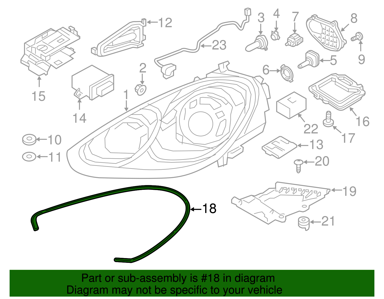 2015-2018 Porsche Cayenne Headlight Gasket 958-631-119-00 | OEM Parts ...