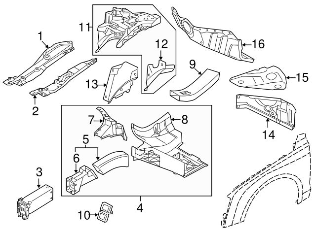 4H0-805-110-TA - Frame Rail End 2011-2018 Audi | AutoNationParts.com