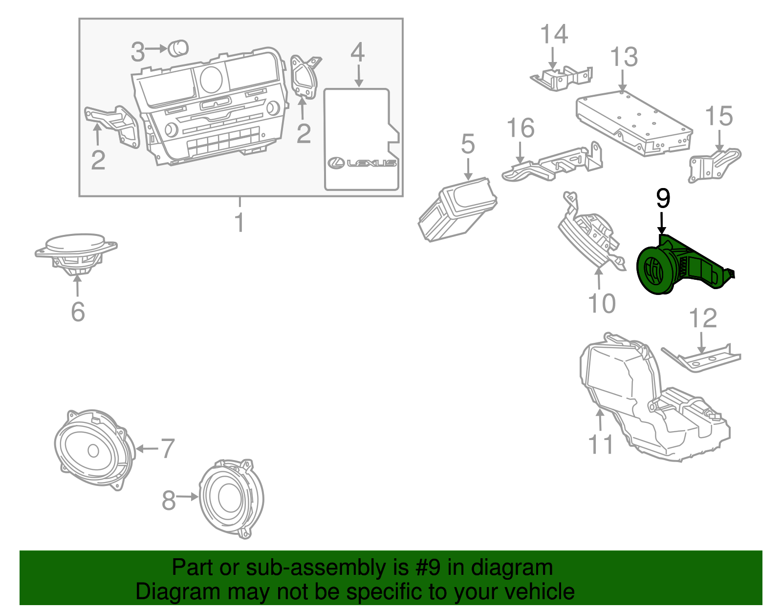 86150-0E040 - Speaker 2016-2022 Lexus | AutoNation Parts