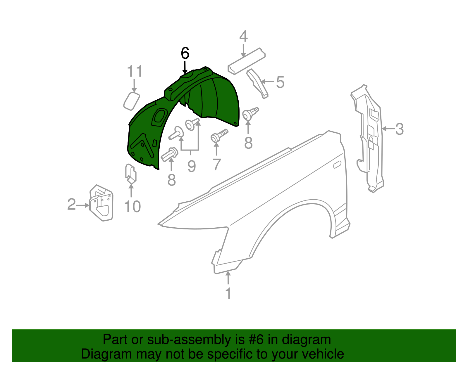 2007-2011 Audi S6 Fender Liner 4F0-821-133-T | Audi USA Parts