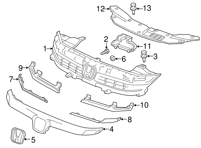 OEM 2012-2014 Honda Insight Base, Front Grille 71121-TM8-G11 | Majestic ...