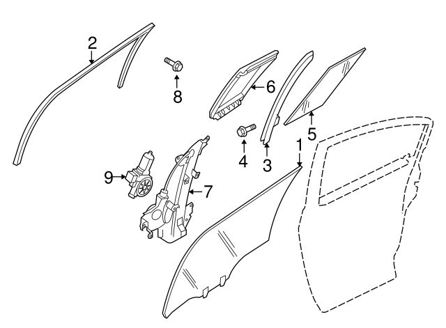 2007-2012 Nissan Altima Fixed Glass - Passenger Side (RH) 82262-JA00A ...