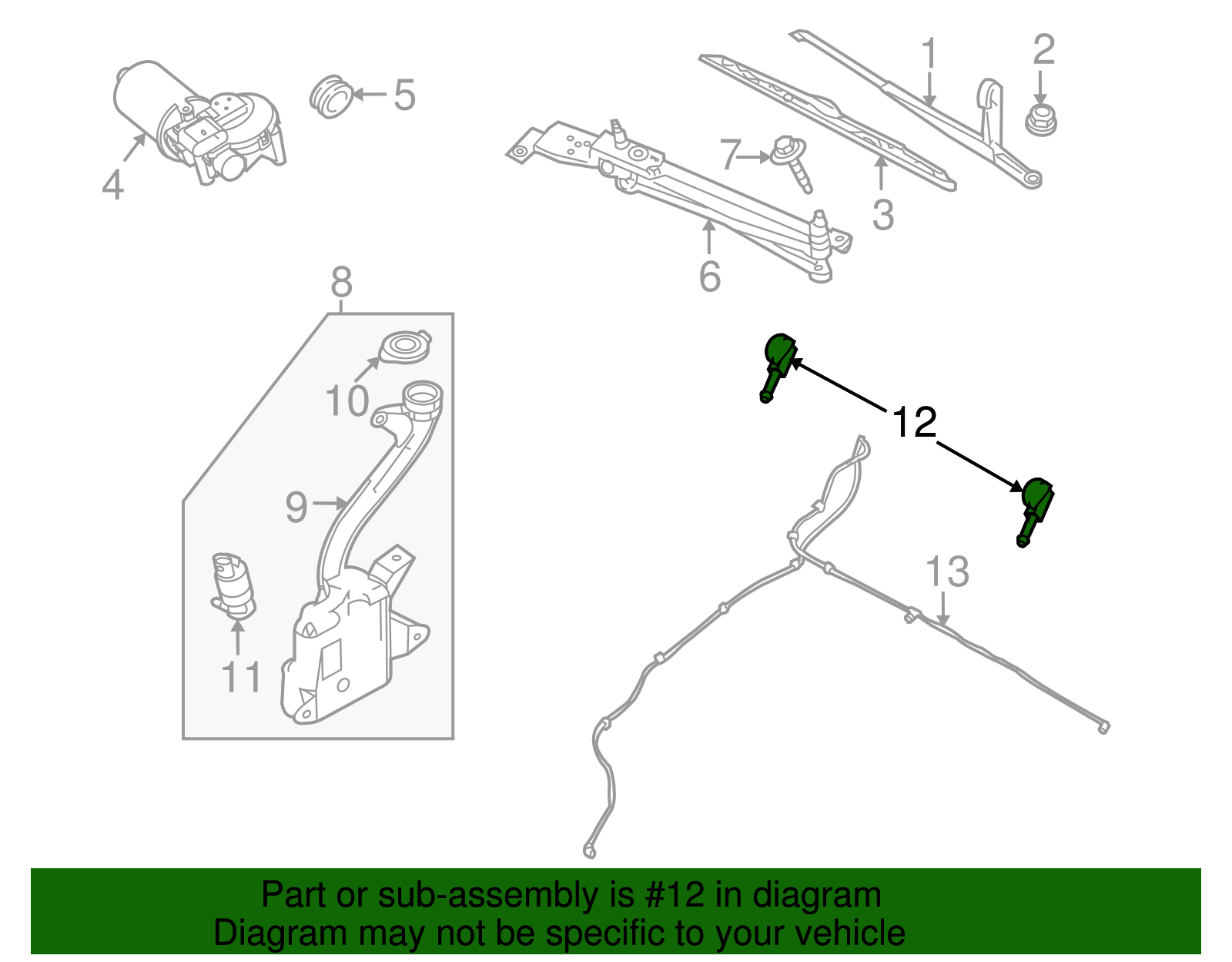 2008-2011 Ford Focus Washer Nozzle 8S4Z-17603-AA | Retail Performance ...