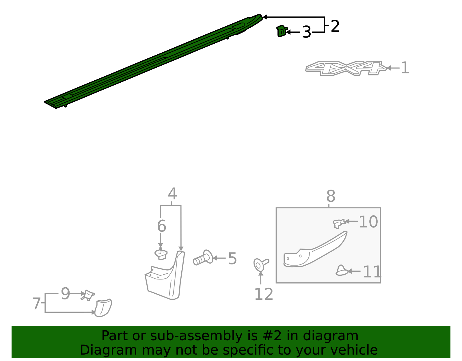 84545084 - Black Passenger Side Pickup Box Side Upper Molding 2019-2025 ...