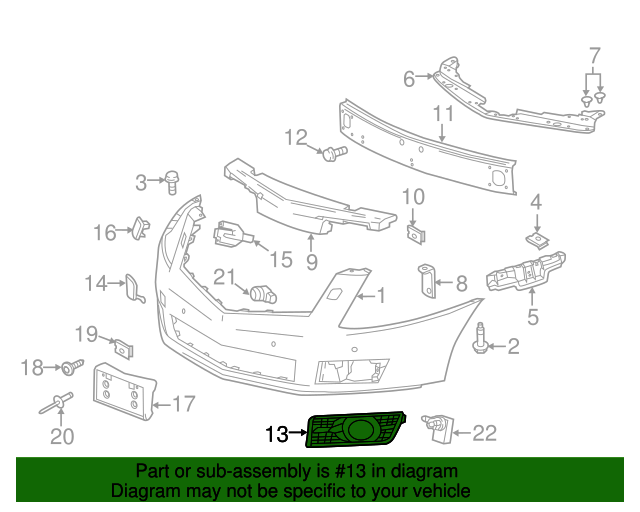 2010-2016 Cadillac SRX Front Lower Grille 22867260 GM | GMPartsDirect.com