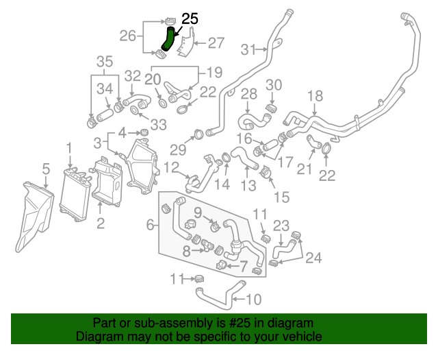 4H0-121-101-P - Upper Hose 2012-2016 Audi A8 Quattro | Audi OEM Parts