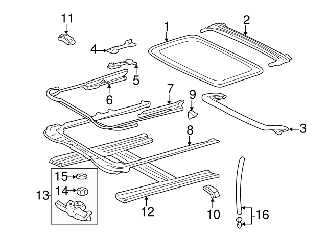 1998-2003 Toyota Sienna Sunroof Frame 63233-45010 | Toyota Parts Center