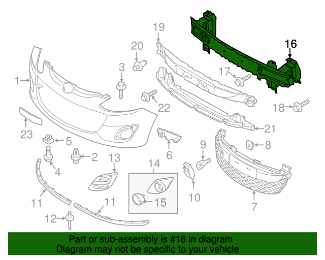 2011-2014 Mazda 2 Impact Bar dr6150070a | AutoNationParts.com
