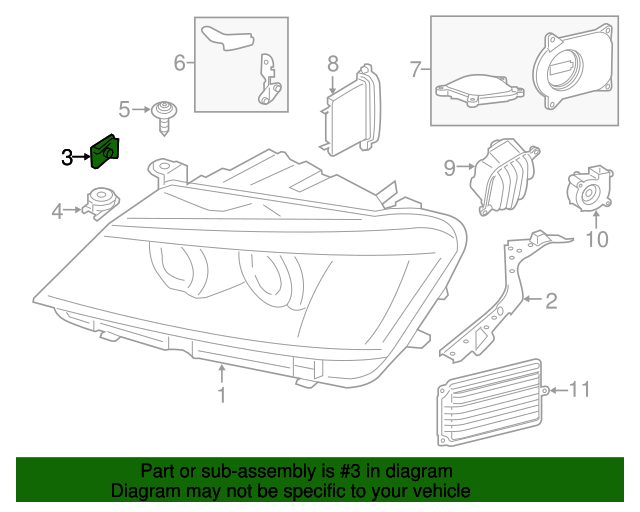 2015-2018 BMW Headlamp Housing Spacer 63-11-7-406-355 | BMW Mini Parts ...