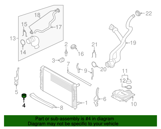 4B3-121-275 - Radiator Lower Insulator 2002-2009 Audi | Audi OEM Parts