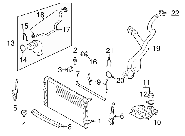 2005-2009 Audi Upper Hose 8E0-121-101-R | Audi USA Parts
