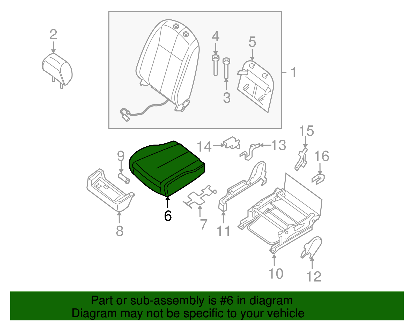 2007-2012 Nissan Altima Seat Cushion 87300-ZX52G | My Nissan Part