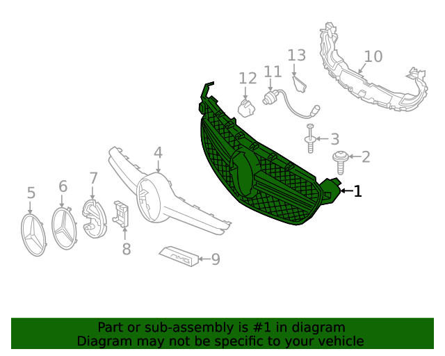 205-888-15-00 - Grille 2019-2023 Mercedes-Benz | Shop MB Parts Now