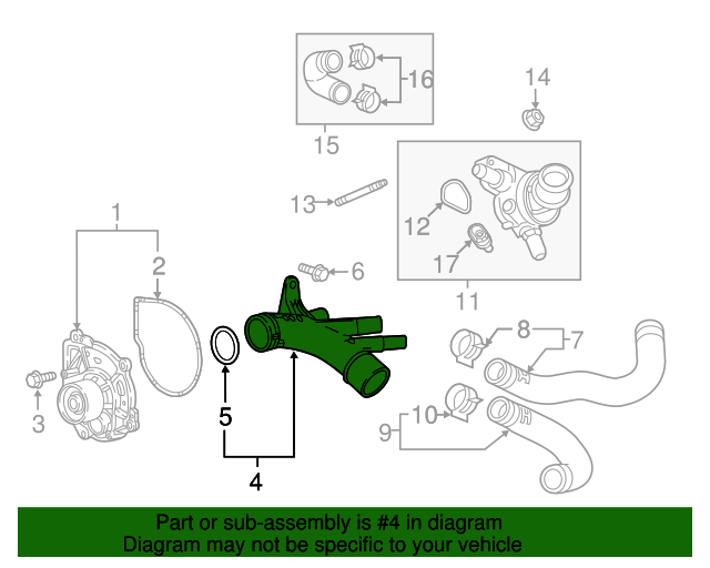 2016-2022 GM Water Pump Inlet Pipe 55589331 GM | GMPartsDirect.com